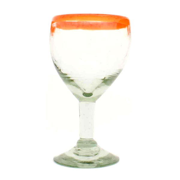 Clear with a milky orange rim wine glass – Milagros