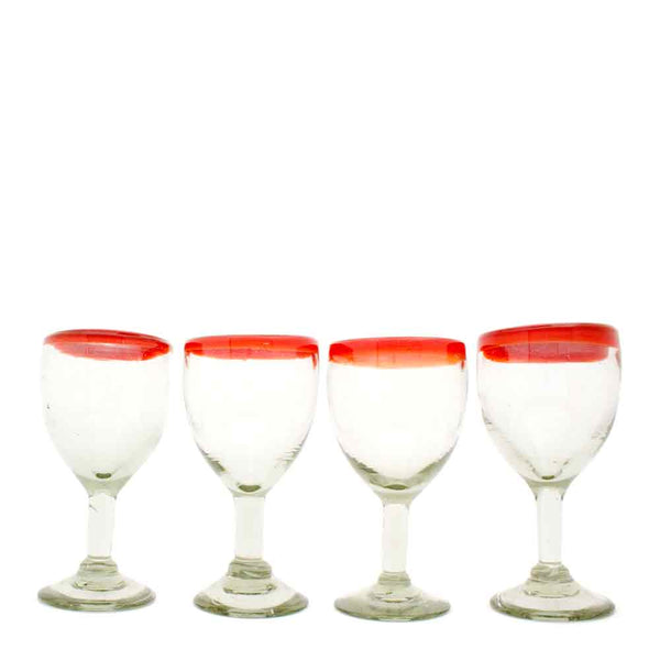 Clear & red rim wine glass – Milagros