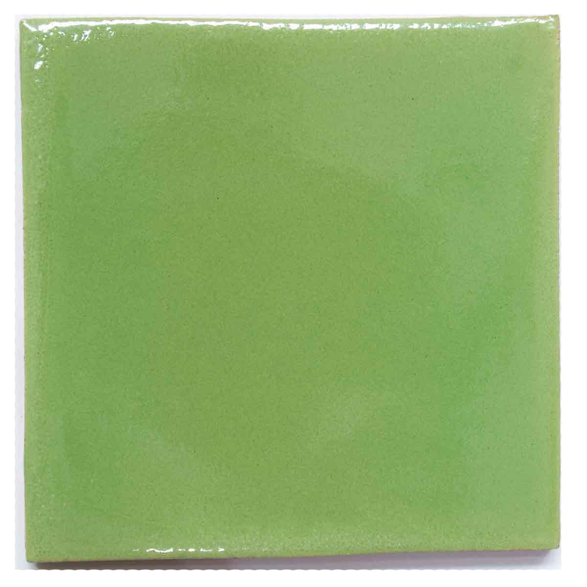 Old lime green handmade tile 105 mm x 105 mm | Milagros