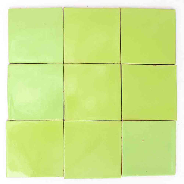 Lime green bright handmade tile 10.5 mm x 10.5 mm | Milagros