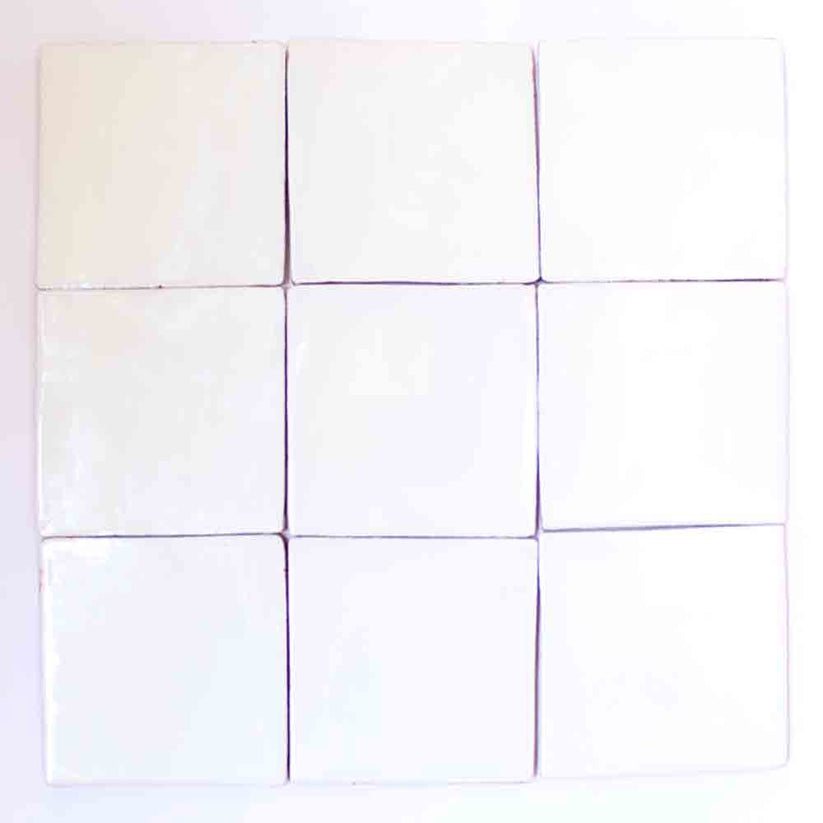 Linen white handmade tile 105 mm x 105 mm | Milagros