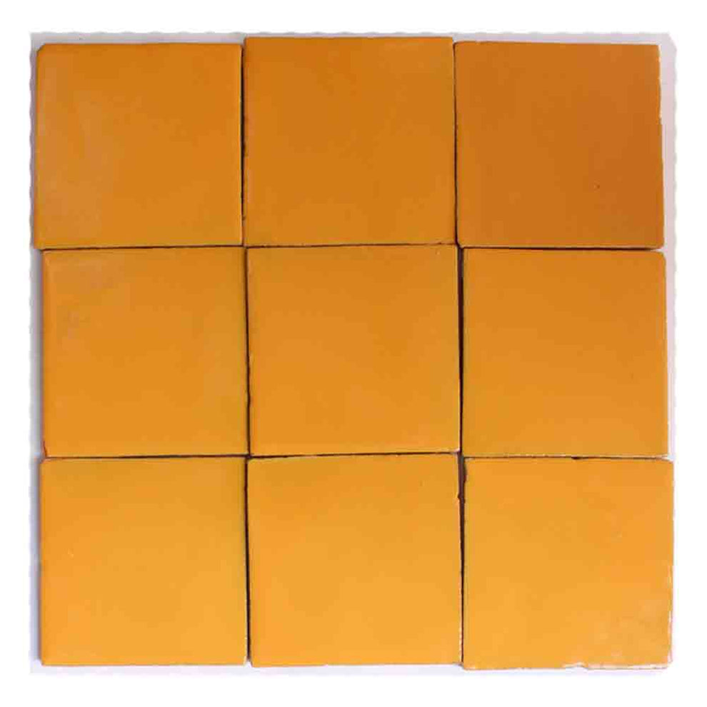 Mustard yellow handmade tile 105 mm x 105 mm | Milagros